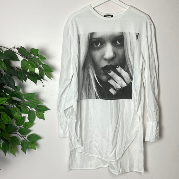 Zara | Tops | Zara Y2k 200s Kate Moss Long Sleeve Tunic Top Cotton T Shirt Model S | Poshmark
